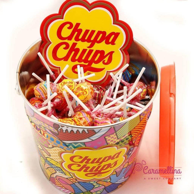 CHUPA CHUPS in a metal bucket, 150 lollies - 1.8 kg pack