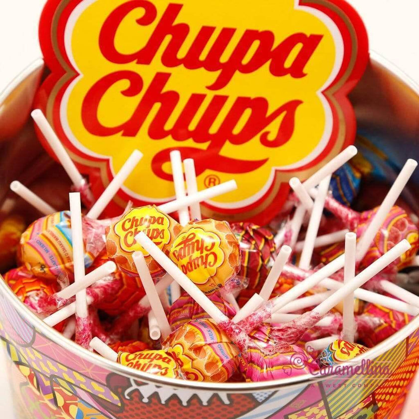 CHUPA CHUPS in a metal bucket, 150 lollies - 1.8 kg pack